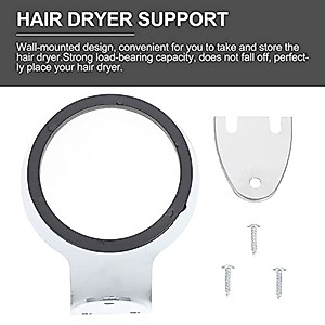 Lurrose Blow Dryer Holder Blow Dryer Holder Hair Dryer Wall hair dryer ring holder steel hair blower holder hair dryer wall mount Storage Ring: Hair Hair Dryer Holder Wall Mounted Hair Dryer Stand