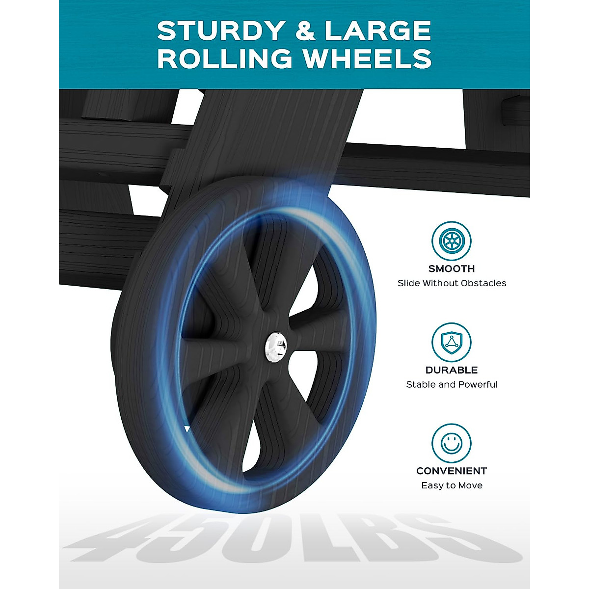 Chaise Lounge Chair Outdoor with Wheels, Double Cup Holders Adjustable 5-Position Chaise Lounge Outdoor with Wood Texture, Patio Lounge Chair for Poolside Backyard, Black