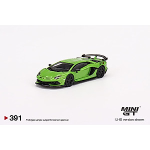 True Scale Miniatures Model Car Compatible for Lamborghini Aventador SVJ Verde Mantis 1/64 Diecast Model Car MGT00391