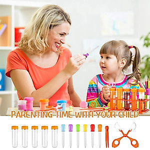 Weewooday 14 Pieces Jumbo Test Tubes Set, Science Learning Tools for Kids, Includes 5 Jumbo Test Tubes, 6 Silicone Liquid Droppers, 1 Storage Stand, 1 Plastic Tweezer, 1 Plastic Scissors Handy Scooper