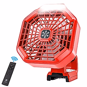 WaxPar For Milwaukee Fan Cordless Jobsite Fan, USB Floor Fan Tent Fan with Light Compatible with Milwaukee M18 Battery Camping Fan 14.4-20V Li-Ion Battery, Remote, 3 Wind/Brightness Modes, Timer