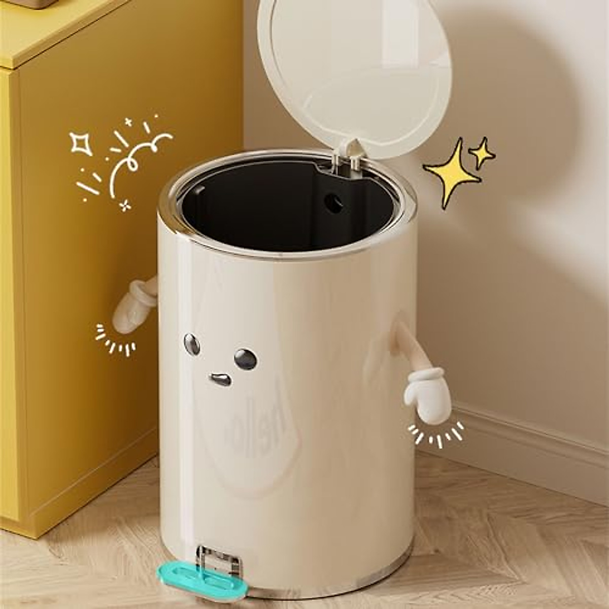 PASNMKvn 8L Trash Can Quiet Closing Garbage Can with Foot Pedal and Soft Close Lid for Odor Control