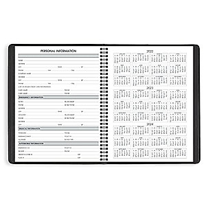 AT-A-GLANCE 2023 Weekly Planner, Quarter-Hourly Appointment Book, 7" x 8-3/4", Medium, Telephone/Address Pages, Black (7095105)
