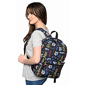 Harry Potter 16" Laptop Backpack Bag Hogwarts Crest All Over Print Cargo