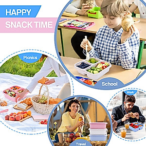 Rinwoc Bento Box [Portion Size], 3 Pack Snack Containers with 3 Compartments for Meal Prep & Lunch On-the-Go [School, Work, Trip], Lunchable Container Reusable & BPA-Free