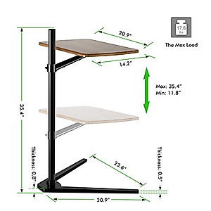 Viozon Floor Stand for Laptop Aluminum Height Adjustable Table for Bed Sofa, Upgraded and Reinforced Chassis,Applicable to All Laptop Notebook Tablets Pad Project 1 (Dark-Wood)