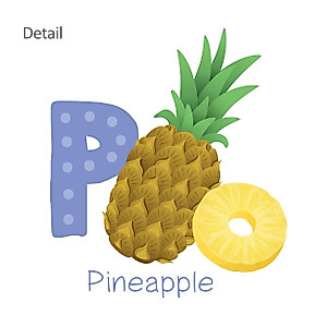 DECOWALL DS-8031 Fruit and Vegetable Alphabet Kids Wall Stickers Wall Decals Peel and Stick Removable Wall Stickers for Kids Nursery Bedroom Living Room (Small) décor