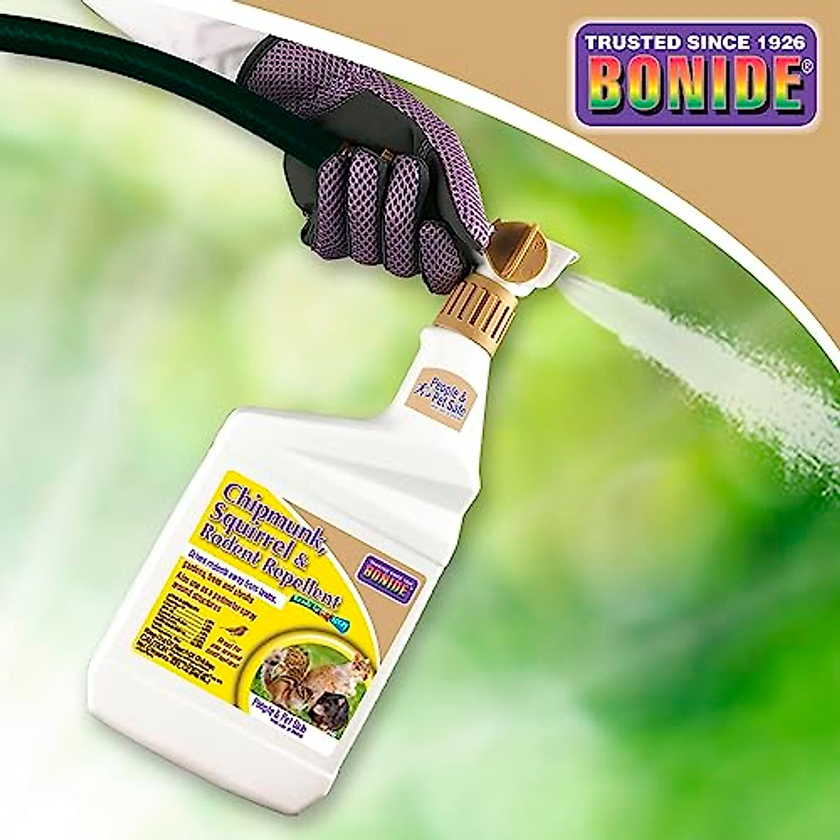 Bonide Chipmunk, Squirrel & Rodent Repellent, 32 oz Ready-to-Spray for Outdoor Use, Deter from Lawn & Garden