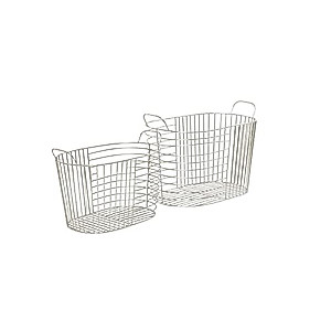 CosmoLiving by Cosmopolitan Contemporary Metal Round Storage Basket, Set of 2 14", 12"H, Silver