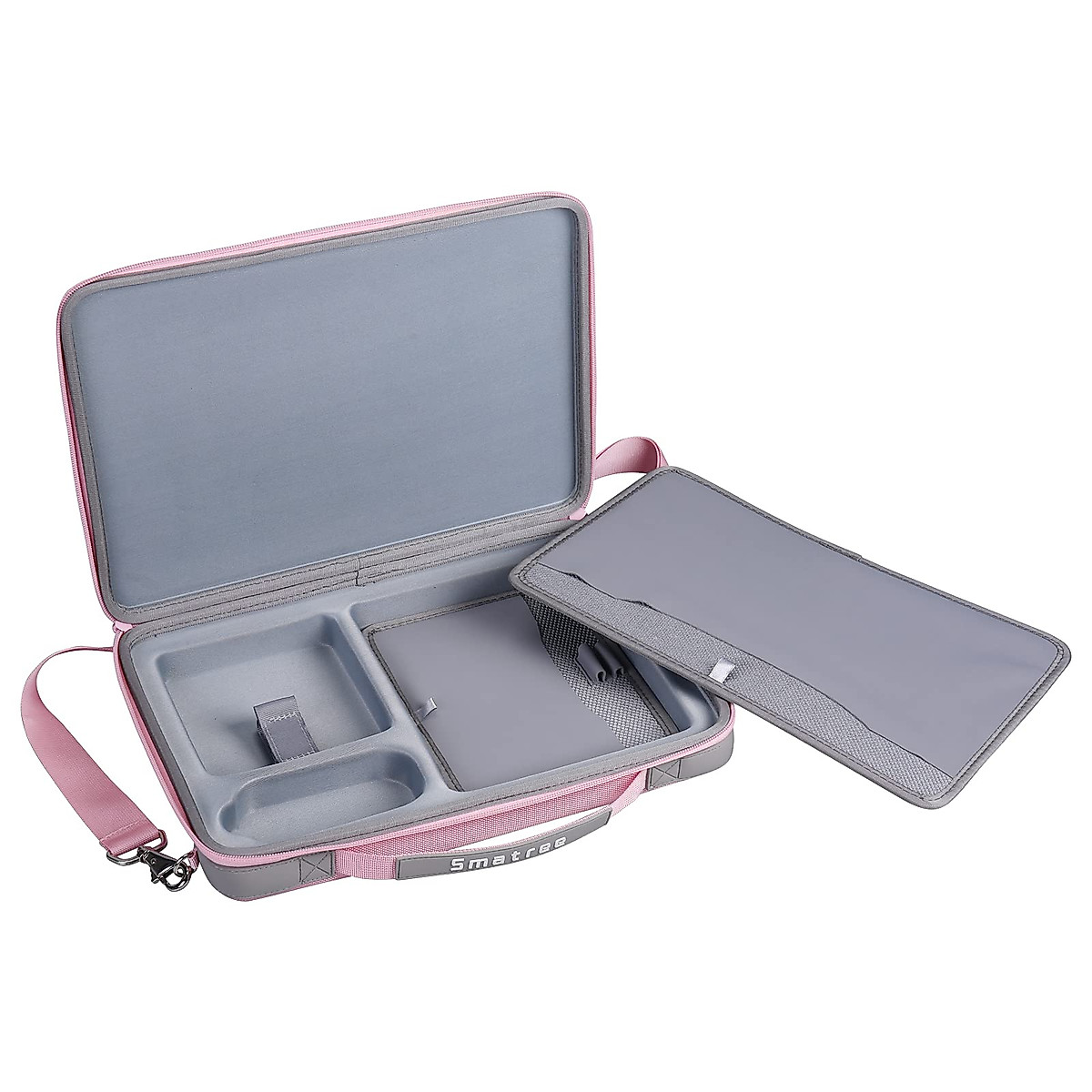 Smatree Hard Shell Carrying Case Compatible for 14 inch MacBook Pro 2024/2023 A2918/A2992/A2779,13 inch MacBook Air 2024/2022 A3313/A2681,13 inch iPad Pro M4 2024, Laptop and Tablet Shoulder Bag(Pink)