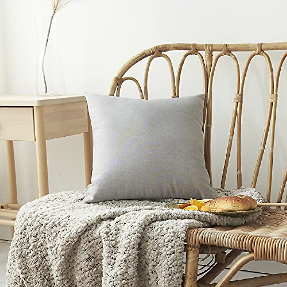 Pack of 4 Decorative Outdoor Waterproof Pillow Covers for Patio Tent Garden Balcony Farmhouse Sunbrella Outside Square Lumbar Pillow Cover Case 18*18 inch (Gray)