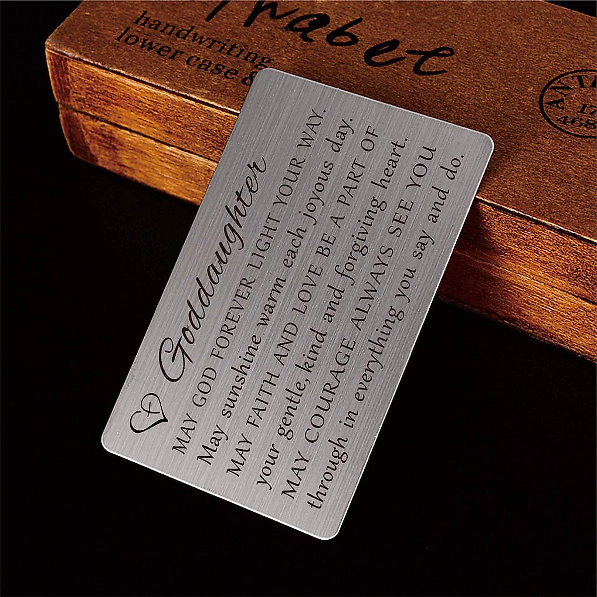 FALOGIJE To My Goddaughter Gifts Card from Godmother Godfather, Confirmation Gifts for Teenage Girl, Engraved Wallet Insert Baptism Birthday Card Gifts for Goddaughter, Christmas