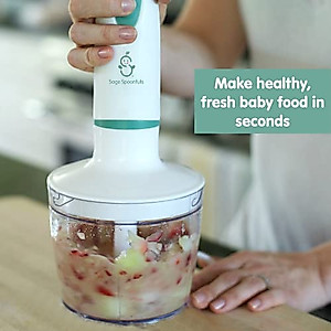 Sage Spoonfuls Baby Food Maker, Processor and Immersion Blender with Dishwasher-Safe Stainless Steel Attachments for Meal Prep & Baby-Led Weaning, White
