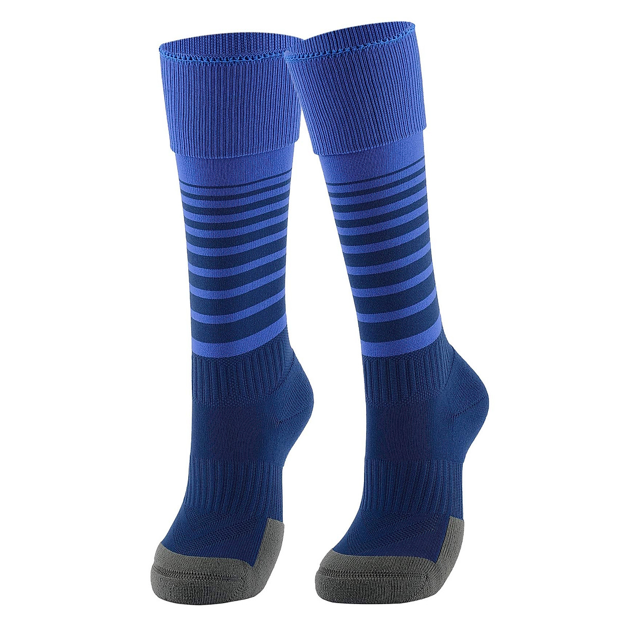 Pauboland Kid Boy's and Girl's 1-Pack Blue Cushioned Anti Blister Knee High Athletic Soccer Football Baseball Socks, M(1.5Y-4Y)