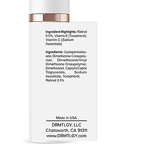 DRMTLGY Retinol Serum for Face - Anti Wrinkle Serum with Vitamin C and Vitamin E - Retin A Anti Aging Serum - Made in the USA Resurfacing Retinol Serum