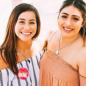 RechicGu Gold and Silver 8 Pieces Yin Yang Bff Couples Matching Necklace Adjustable Cord Bracelet and Key Chain Rings Enamel Feng Shui for Boyfriend Girlfriend Friendship Valentine Gift