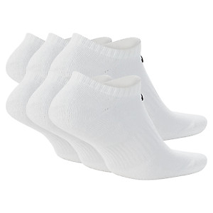 Nike Everyday Cushion No Show Socks, White/Black, Medium, Unisex, Pack of 6