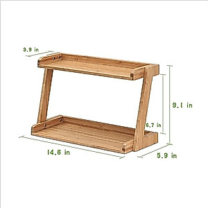 2 Tier Bathroom Organizer Countertop, Bamboo Wooden Bathroom Counter Organizer, 2 Tier Bamboo Tray, Kitchen Counter Organizer