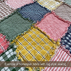 Summer Yellow 6 Cotton Homespun Plaid Fabric by JCS - Sold by The Yard