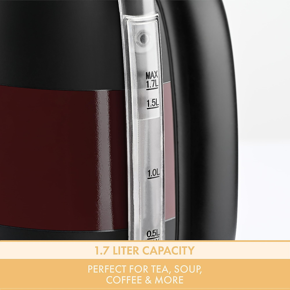 Warner Brothers Harry Potter 1.7L 1500W Electric Kettle by Select Brands - Features Water Window, Auto Shut Off, Boil Dry Protection, 360 Degree Rotating Base, Black and Gold, WBH-677KE