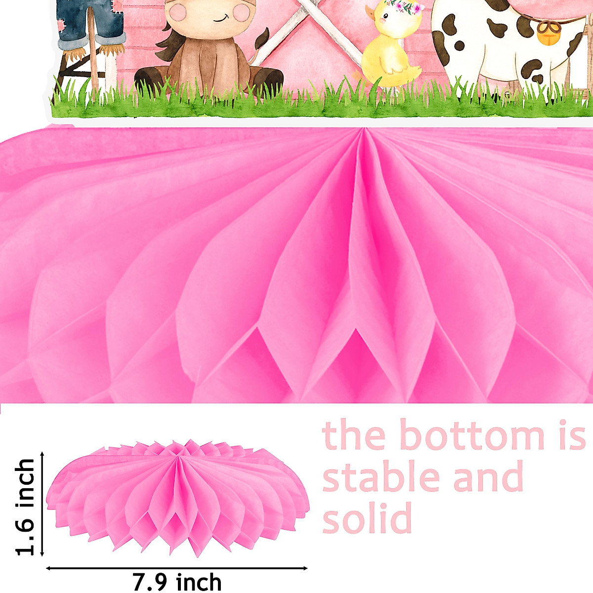 11Pcs Pink Farm Animals Honeycomb Centerpieces Farm Theme Party Table Centerpieces Barnyard Party Honeycomb Decorations Farm Birthday Party Table Decorations for Farm Theme Baby Shower Supplies