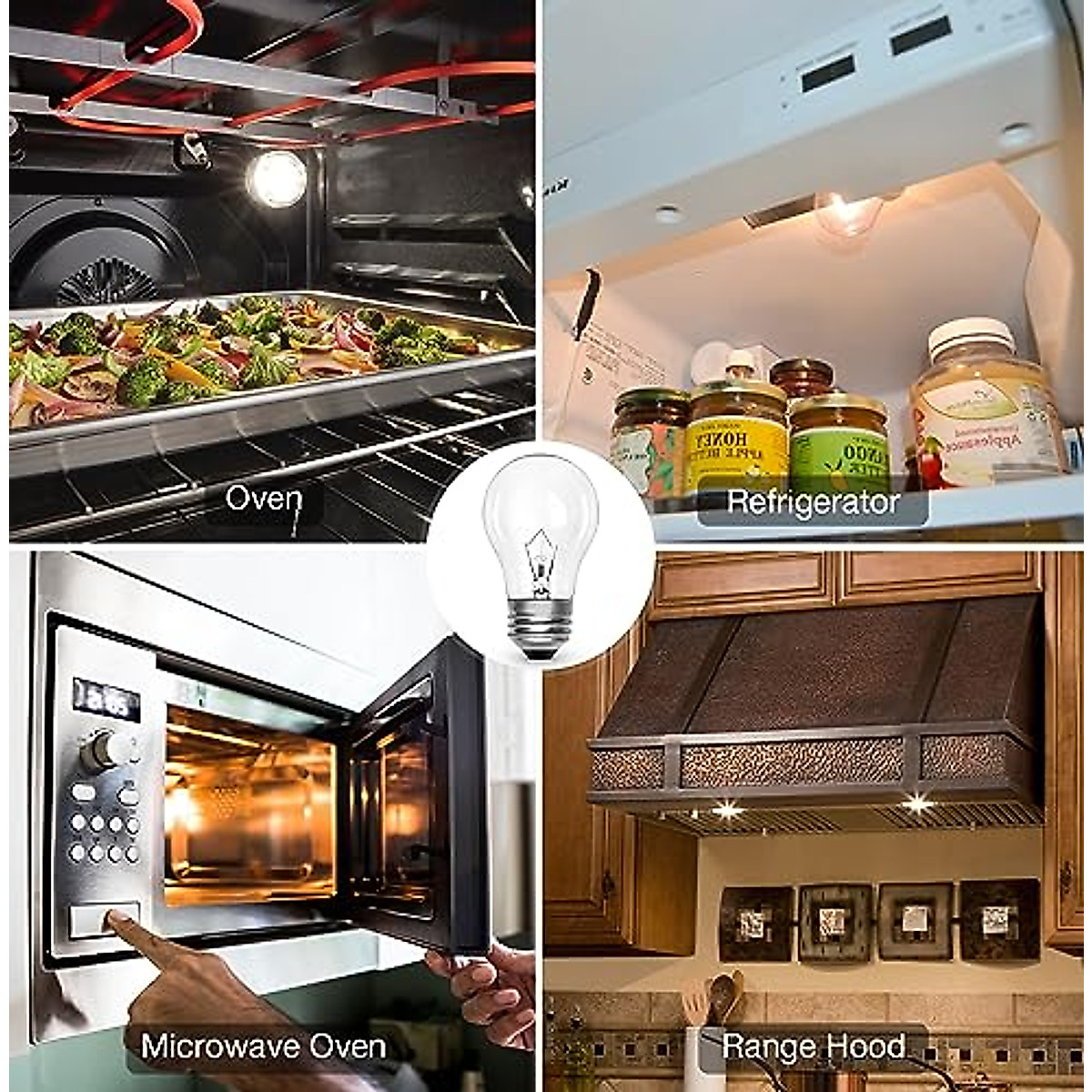 SalHawze Oven Bulb 40W Microwave E26 Medium Base, A15 Appliance Bulb, High Temperature Resistant 300 Degree Appliance Bulb Suitable for Oven, Stove, Refrigerator