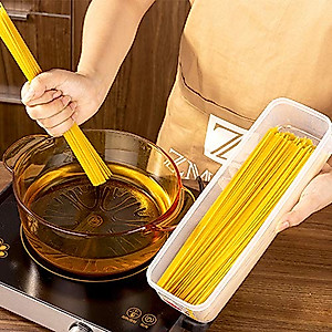 RAYNAG 2 Pack Pasta Containers Storage Spaghetti Noodles for Refrigerator/Pantry Airtight Spaghetti Keeper Box Clear Plastic Rectangular Pasta Horizontal Storage Canister