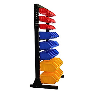 King's Rack Hanging Bin Rack Storage System Heavy Duty Steel Rack Organizer Shelving Unit w/ 35 Plastic Bins in 8 tiers