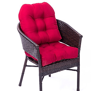 Reyox Water Resistant Tufted Chair Cushion Reversible Chair Pads for Indoor Outdoor Furniture Ivory Set of 2, 19"x19"