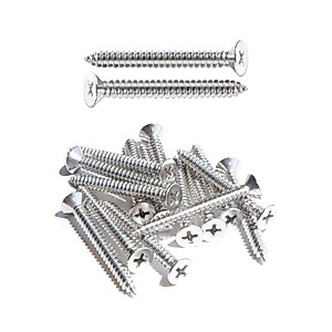 #10 x 1-3/4" Wood Screws, Self-Tapping Cabinet Screws 25pcs, Flat Head 18/8 Stainless Steel Sheet Metal Screws Countersunk Phillips Drive for Indoor and Outdoor Wooden Working by IMSCREWS