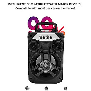 Portable Bluetooth Speakers Indoor Outdoor - Loud Voice Double Subwoofer Bass Speaker, Bluetooth 5.0 Wireless Speaker Support FM Radio, Small Stereo Sound System for Home, Party