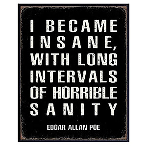 Edgar Allan Poe Wall Art & Decor - Funny Sayings for Home Decor, Office, Bedroom, Living Room, Apartment - Literary Quotes - Unique Gift for Men - Gothic Poster Print Picture Sign - Goth Home Decor