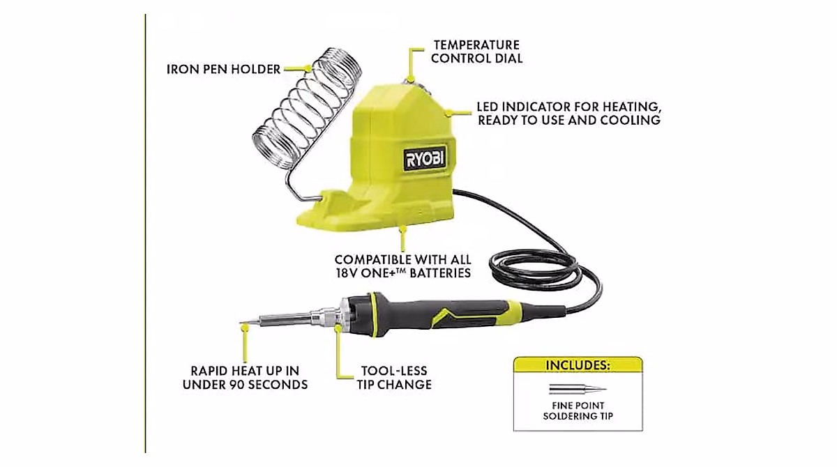 RYOBI ONE+ 18V Cordless Soldering Iron - Fast & Mobile