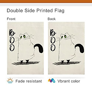 CMEGKE Cute Halloween Ghost Garden Flag Halloween Boo Garden Flag Halloween Cat Garden Flag Halloween Yard Flag Double Sided Burlap Holiday Halloween Farmhouse Home Outdoor Yard Decor 12.5 x 18 In