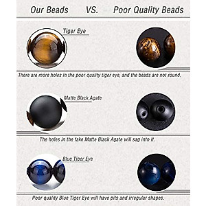 Hamoery Men Women 8mm Natural Stone Beads Bracelet Elastic Yoga Agate Bracelet Bangle(Matte Agate)