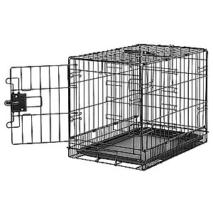 Amazon Basics Durable, Foldable Metal Wire Dog Crate with Tray, Single Door, 22 Inches, Black