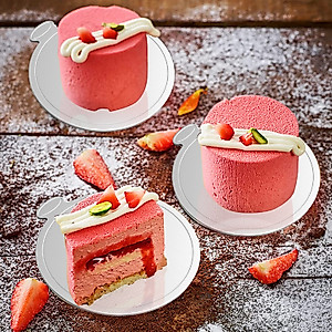 Hulless 80 Pcs 3.5 Inch Cake Boards Mini Round Cake Cardboard for Mousse Cupcake, Cake Dessert, Cake Decorating, Silver 9cm