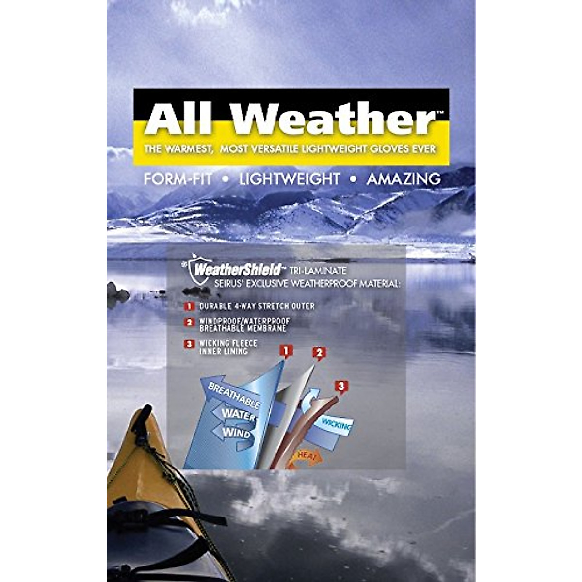 Seirus Innovation 1425 Men's Original All-Weather Lighweight Form Fit - Winter Cold Weather Glove,Black,X-Large