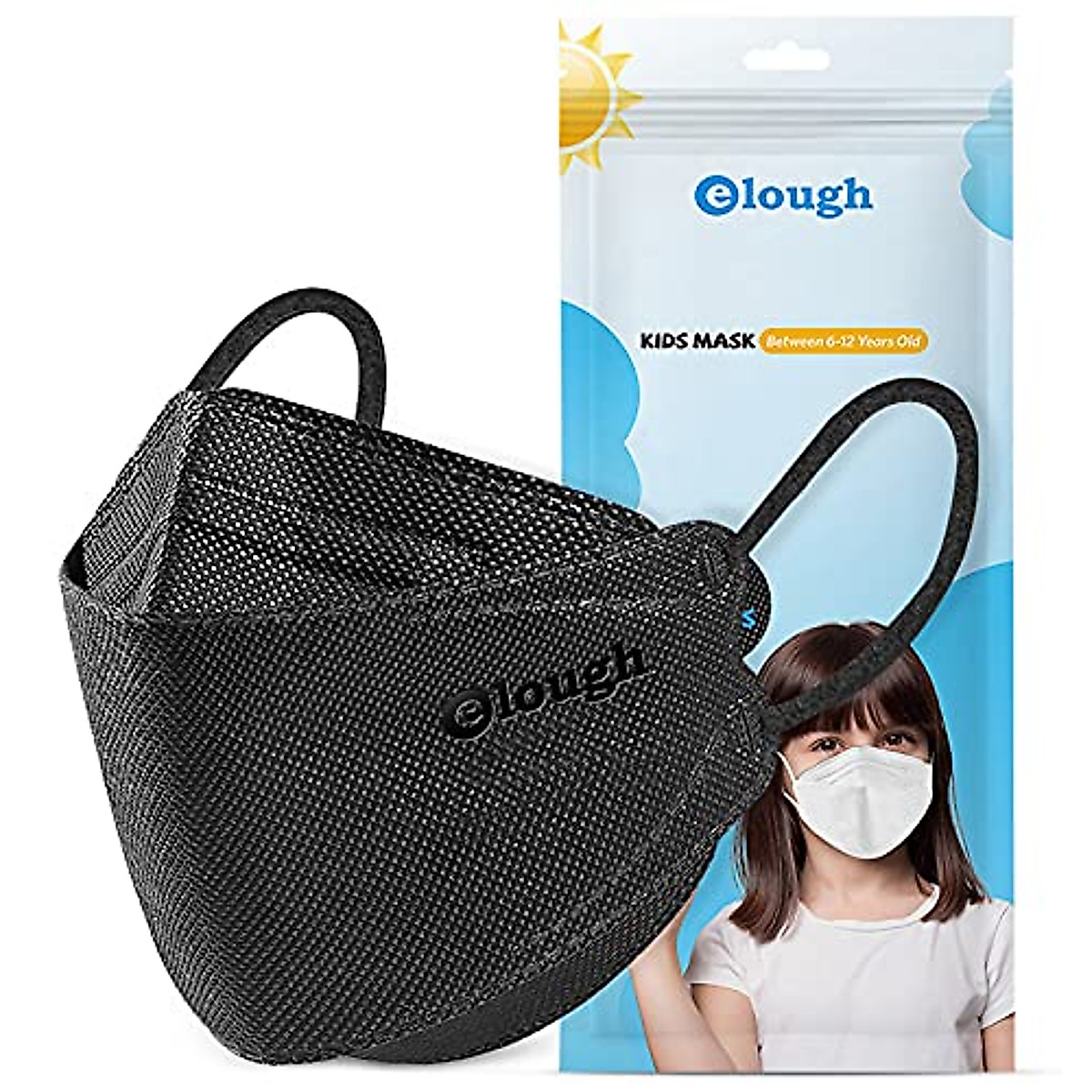 CYLEN Elough Kids Face Mask-50 Pcs Reusable Cloth Face Masks Set-Disposable Face masks Children- Back to School (Matte Black)