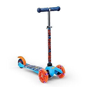 Hot Wheels Self Balancing Kick Scooter with Light Up Wheels, Extra Wide Deck, 3 Wheel Platform, Foot Activated Brake, 75 lbs Limit, Kids & Toddlers Girls or Boys, for Ages 3 and Up