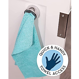 S&T INC. Round Adhesive Push Towel Hooks for Kitchen, Hand and Dish Towels, Grey, 4 Pack