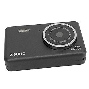 Compact Cute Dual Lens Digital Camera, 2.5K HD Selfie Camera with 8X Zoom for Students (Black)