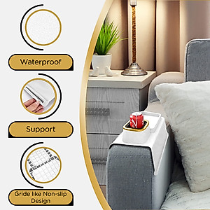 Couch Cup Holder| Portable Silicone Sofa Armrest Tray for Coffee Mug, Phone, Remote & Snacks| Strong and Weighted Sofa Cup Holder for Your Mom, Dad, Husband & Grandparents