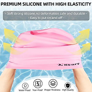 Extra Large Swim Cap for Braids and Dreadlocks Afro Hair Extensions Weave Long Hair, Waterproof Silicone Cover Ear Bath Pool Shower Swimming Cap for Women Men Youth Kids Girl , Pink, One size