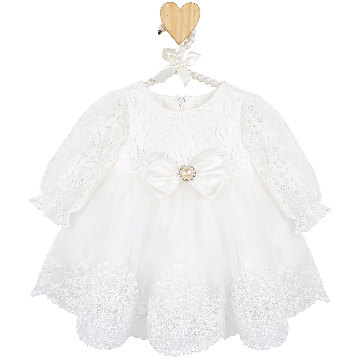 T.F. Taffy Taffy Baby Girl Newborn Christening Baptism, White, Size 0-3 Months