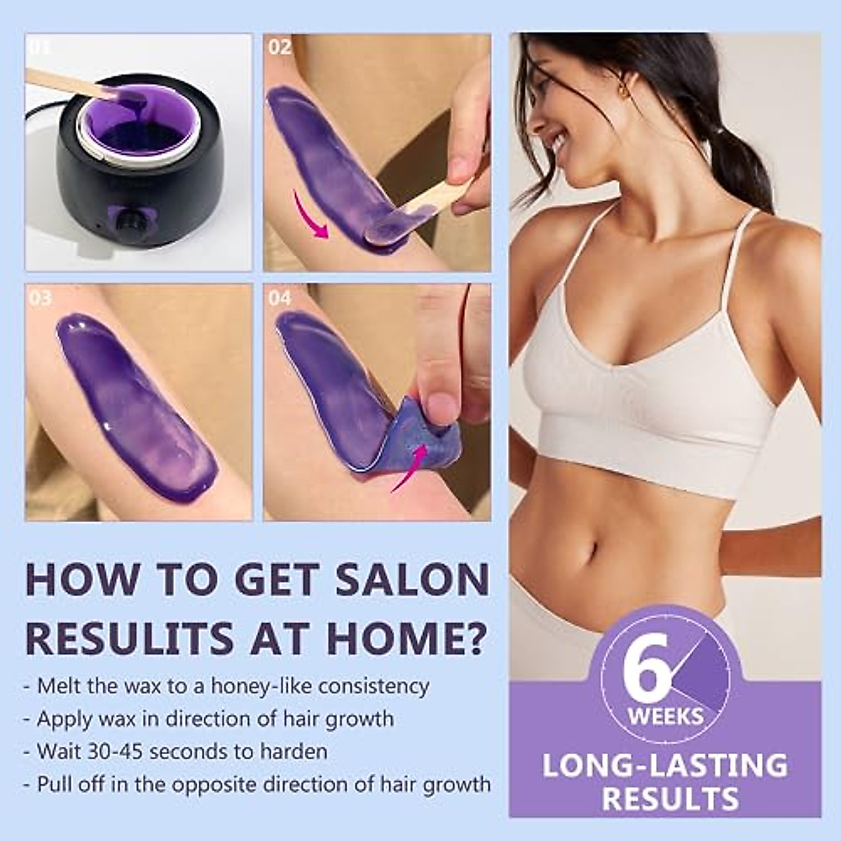 BLITZWAX Waxing Kit for Women Men Digital Wax Warmer Hard Wax Kit with 50 Wax Accessories 14oz Wax Beans for Full Body Brazilian Bikini Armpit Hair Removal