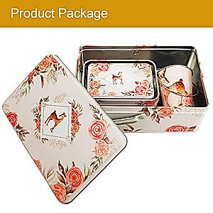 Tsing Candy Tins Colorful Metal Tin with Lid 4-in-1 Empty Rectangle Metal Storage Tin Can, Metal Bucket with Handle, Travel Containers Boxes for Cookie, Biscuit, Cards and Other things (Deer)