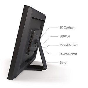 Brookstone PhotoShare 10” Smart Digital Picture Frame, Send Pics from Phone to Frames, WiFi, 8 GB, Holds 5,000+ Pics, HD Touchscreen, Premium Black Wood, Easy Setup, No Fees