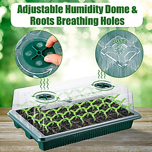 Saillong 2 Packs Seed Starter Tray with Grow Light High Dome Seed Germination Kit 80 Cells with 4 LED Grow Lights Seedling Starter Kit with Smart Timer and 3 Modes for Home Gardeners, Greenhouse