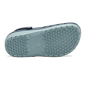 FitVille Wide Chef Shoes Men Clogs with Arch Support, Slip Resistant Garden Work Shoes for Men, Blue Grey, Size 9